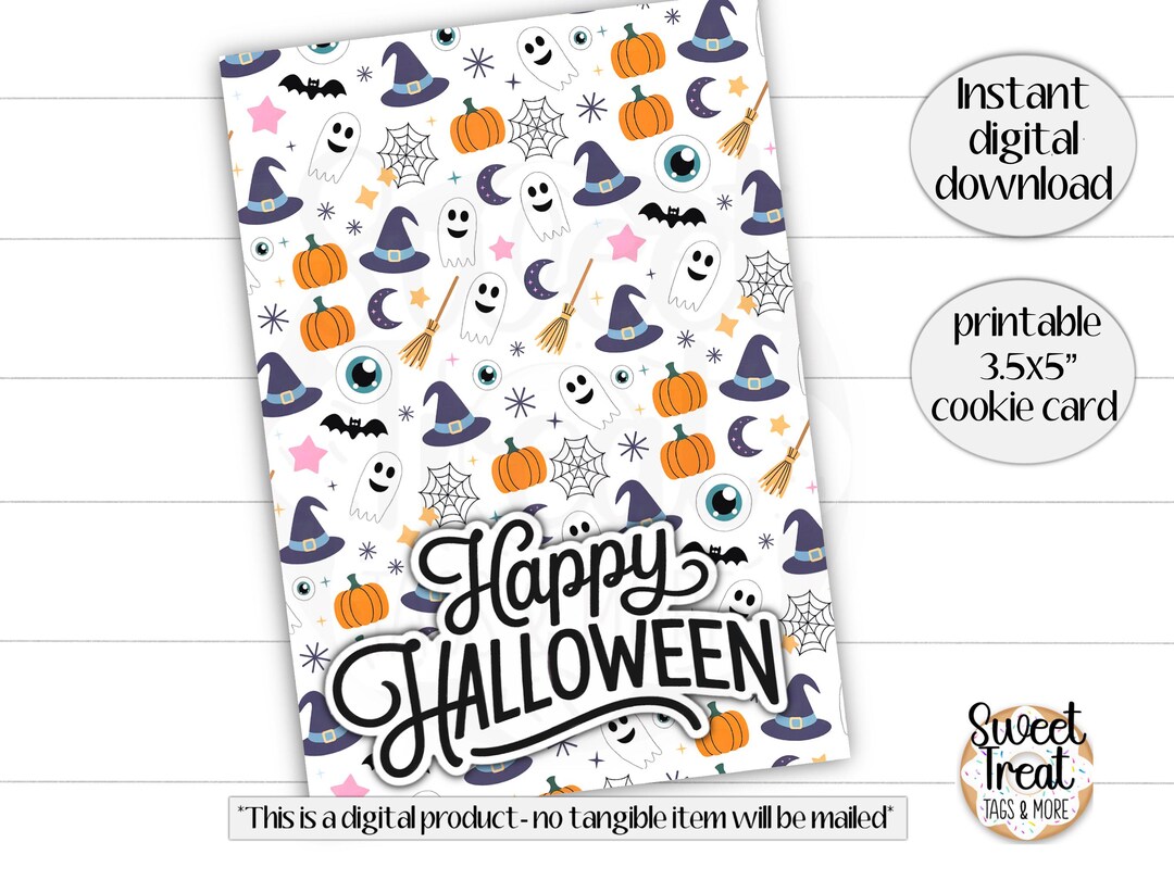Printable Halloween Cookie Card - Halloween Cookie Packaging - Ghost ...