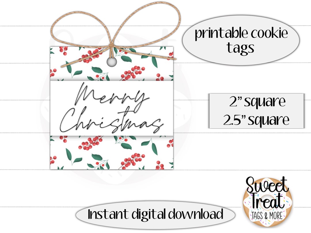 Printable Christmas Cookie Tag Set - Merry Christmas Cookie Tags 2"- 2. ...