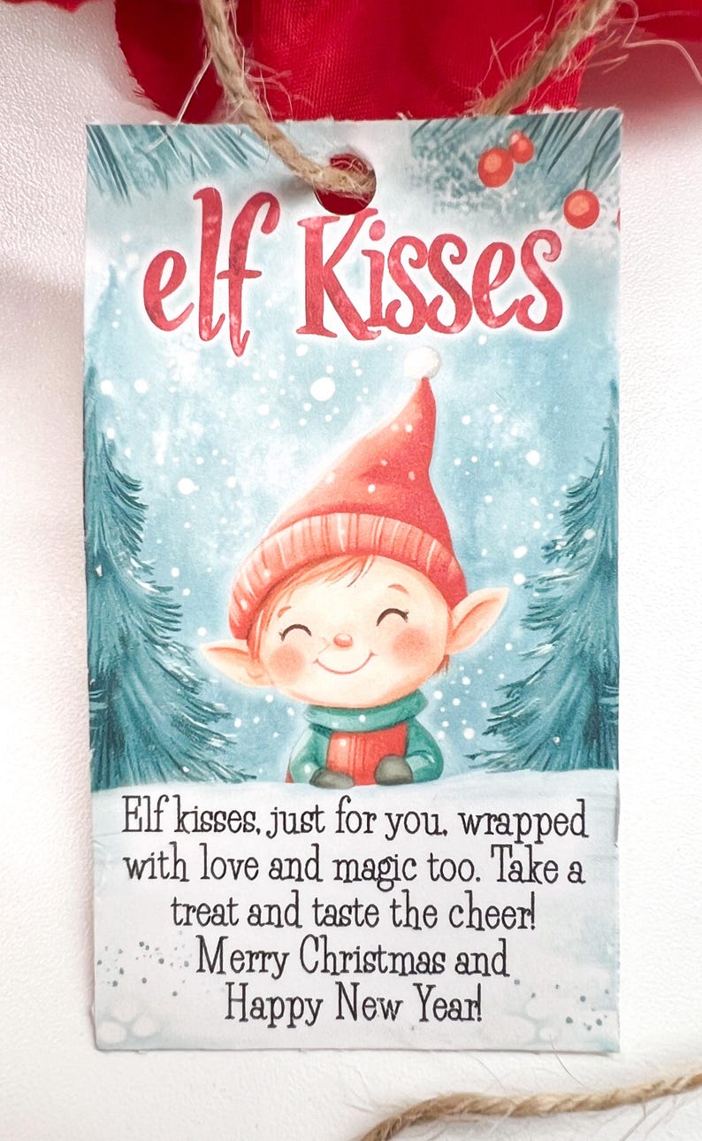 Elf Kisses - Printable Elf Kisses Tag - Elf Kisses Tag - Christmas ...