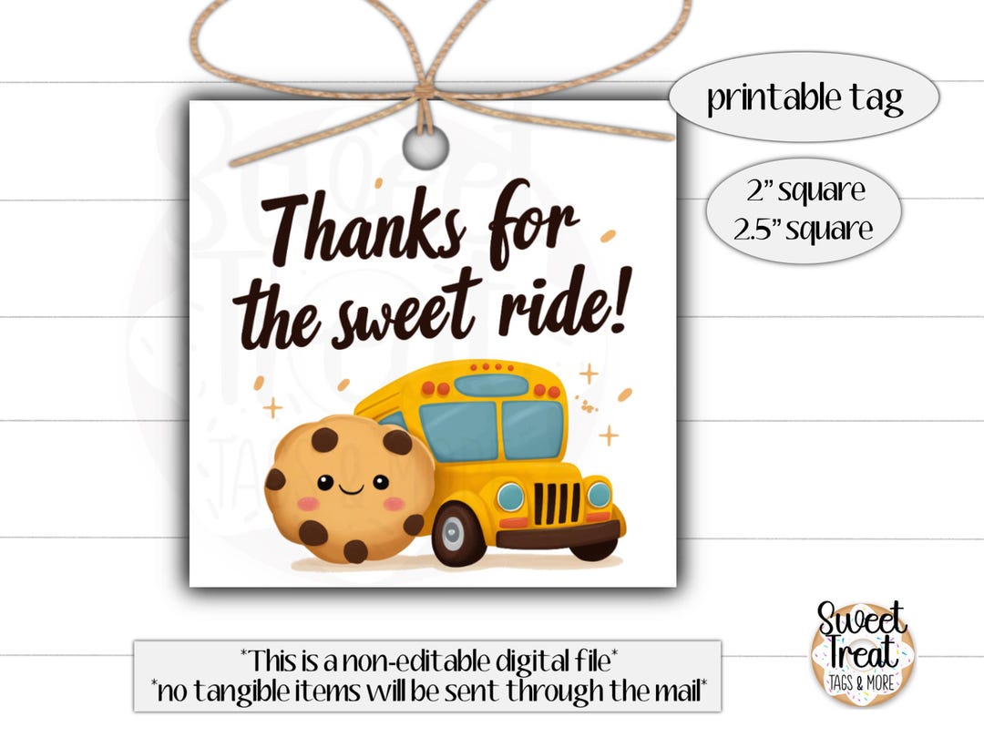 Printable Bus Driver Appreciation Tag - Bus Driver Treat Tag - Bus ...