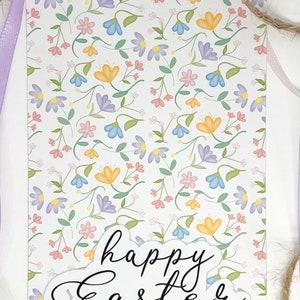 Printable Easter Cookie Card - Happy Easter - 3.5x5" Spring Florals ...