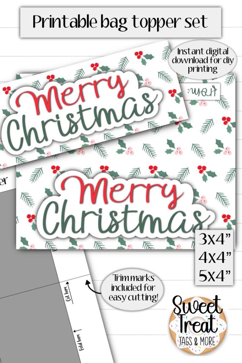 Printable Christmas Cookie Topper - Christmas Treat Topper - Christmas ...