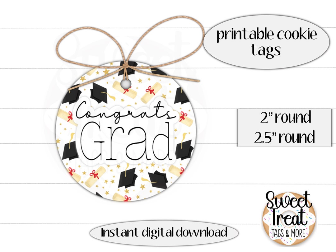 Printable Graduation Gift Tag Set - Round Graduation Cookie Tags 2"-2.5 ...