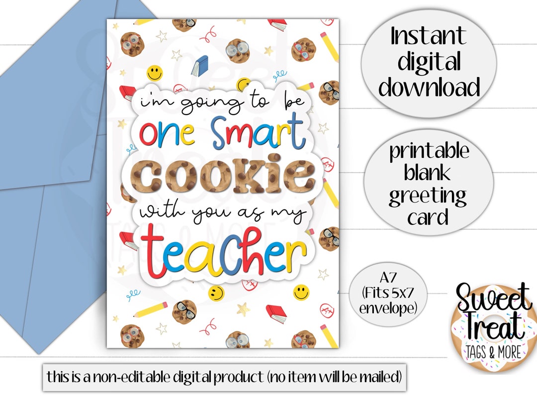 Printable Welcome Back to School Greeting Card -5x7"- Blank Smart ...