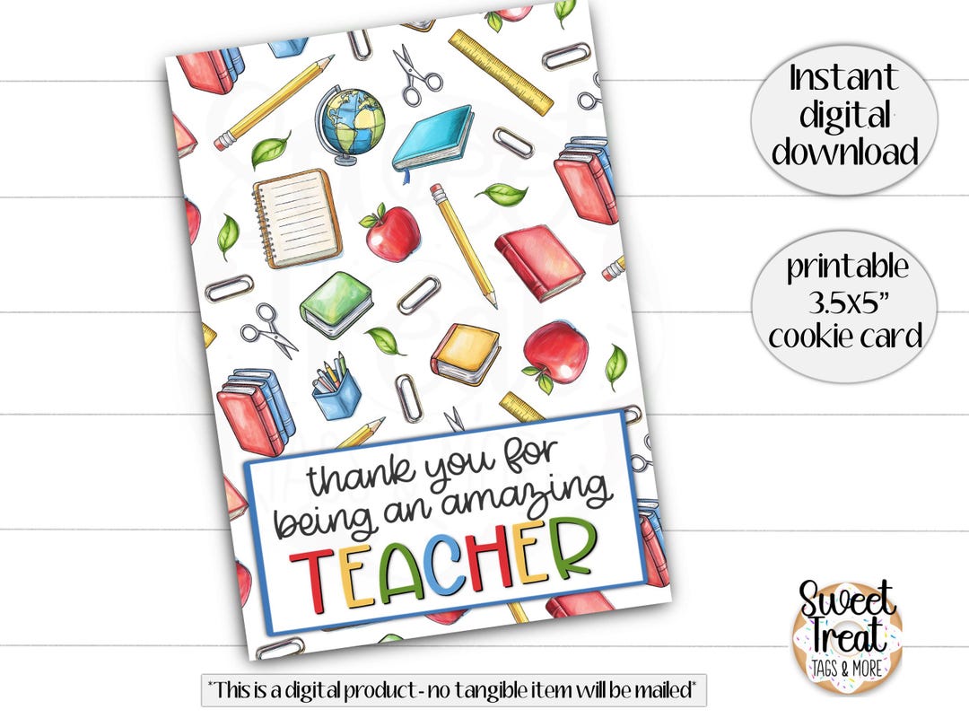 Printable Teacher Appreciation Cookie Card - Teacher Appreciation ...