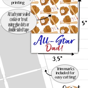 Printable Father's Day Cookie Card -3.5x5''- All Star Dad Cookie Card ...