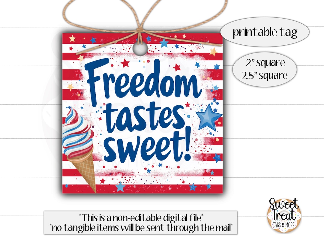 Printable 4th of July Gift Tag - Memorial Day Treat Tag - 4th of July ...