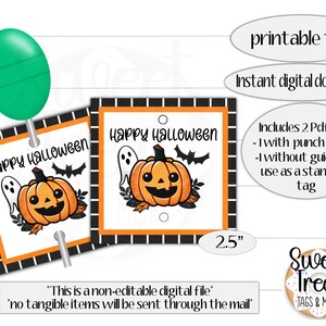 Printable Halloween Lollipop Tag - Halloween Favor Tag - Halloween ...