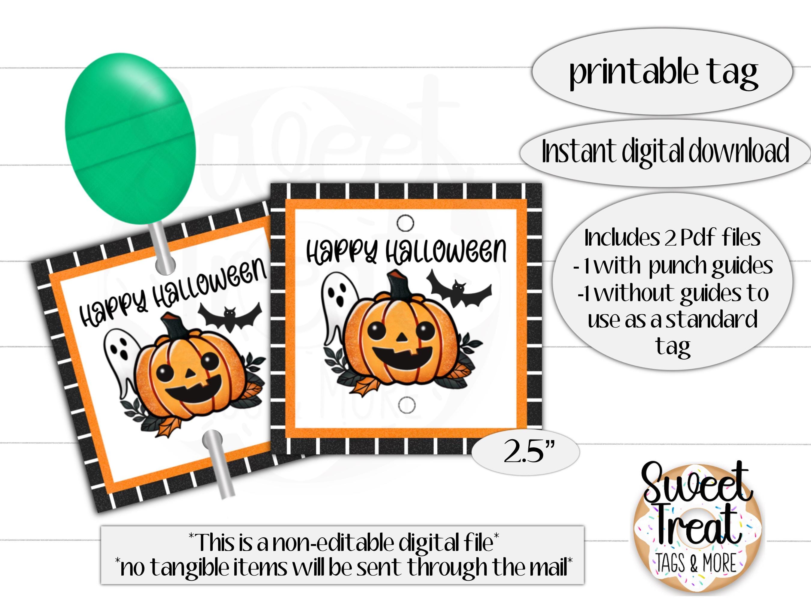 Printable Halloween Lollipop Tag - Halloween Favor Tag - Halloween ...