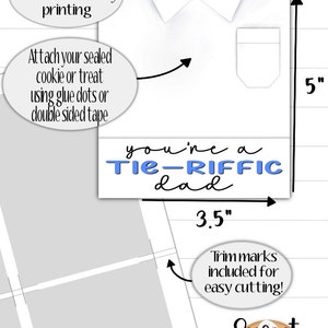 Printable Father's Day Cookie Card - Tie-riffic Dad - 3.5x5" - Tie ...