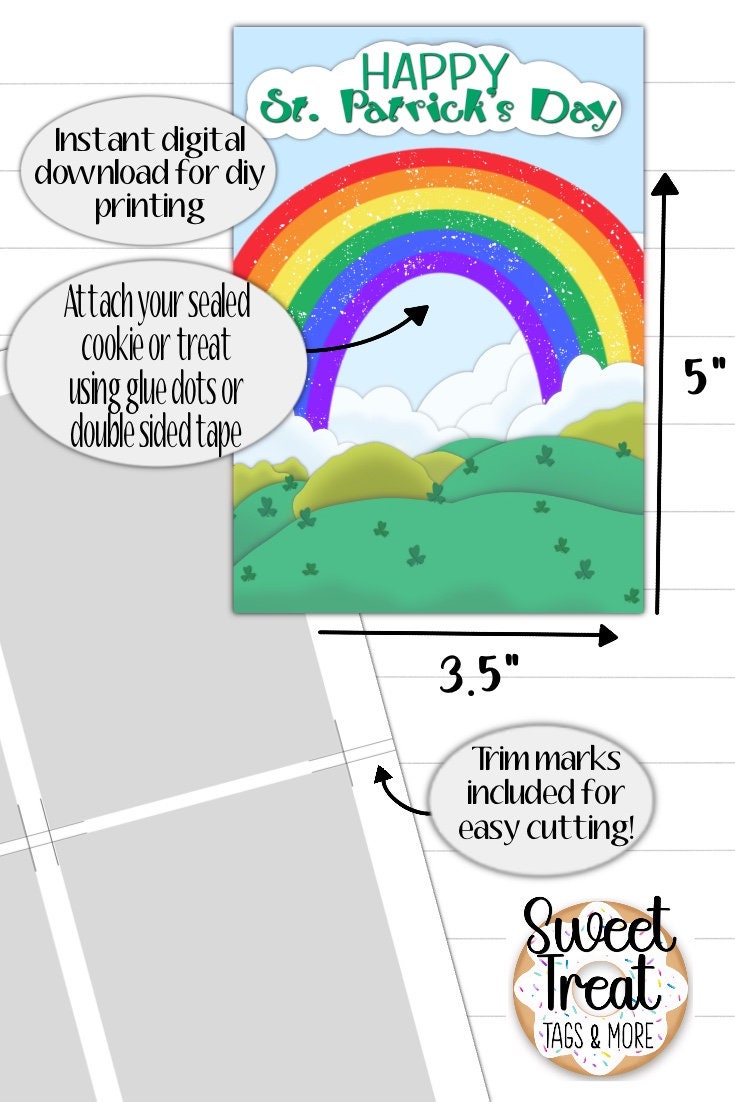 Printable St. Patrick's Day Cookie Card - Happy St. Patrick's Day 3.5x5 ...