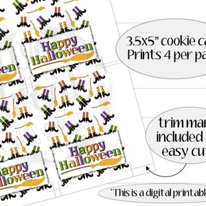 Printable Halloween Cookie Card - Witch Stockings and Broomsticks - 3 ...