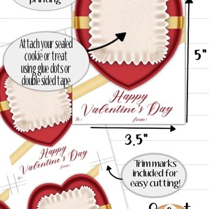 Printable Valentines Day Cookie Card - Happy Valentine's Day - 3.5x5 ...
