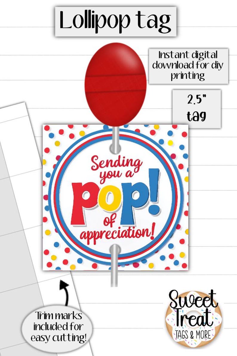 Printable Lollipop Tag – Treat Tag for Lollipops - Client Appreciation ...