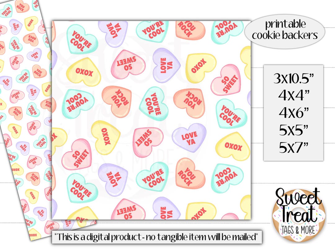 Printable Valentine's Day Backers - Conversation Hearts Cookie Box ...