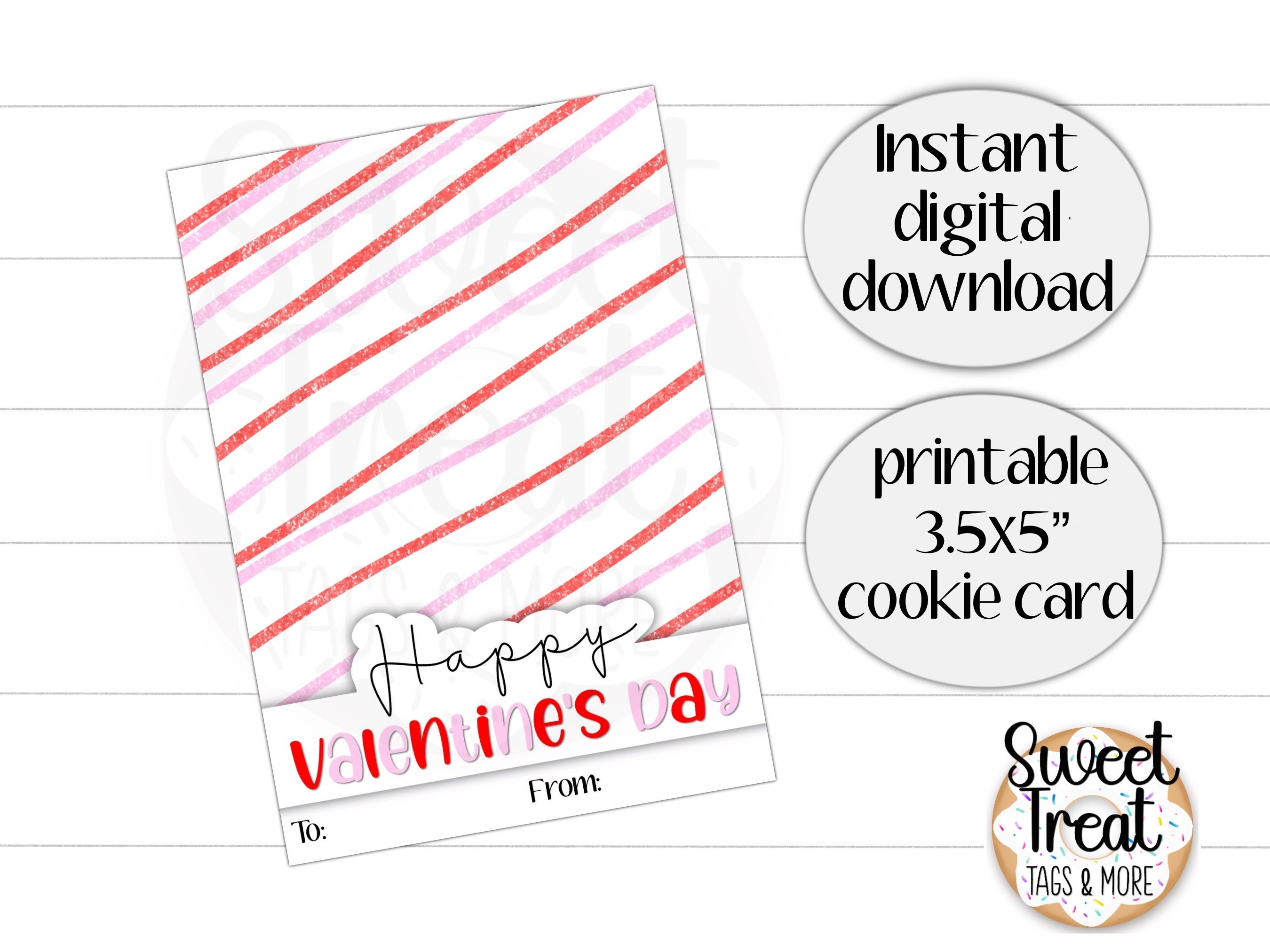 Printable Valentines Day Cookie Card Happy Valentine's - Etsy