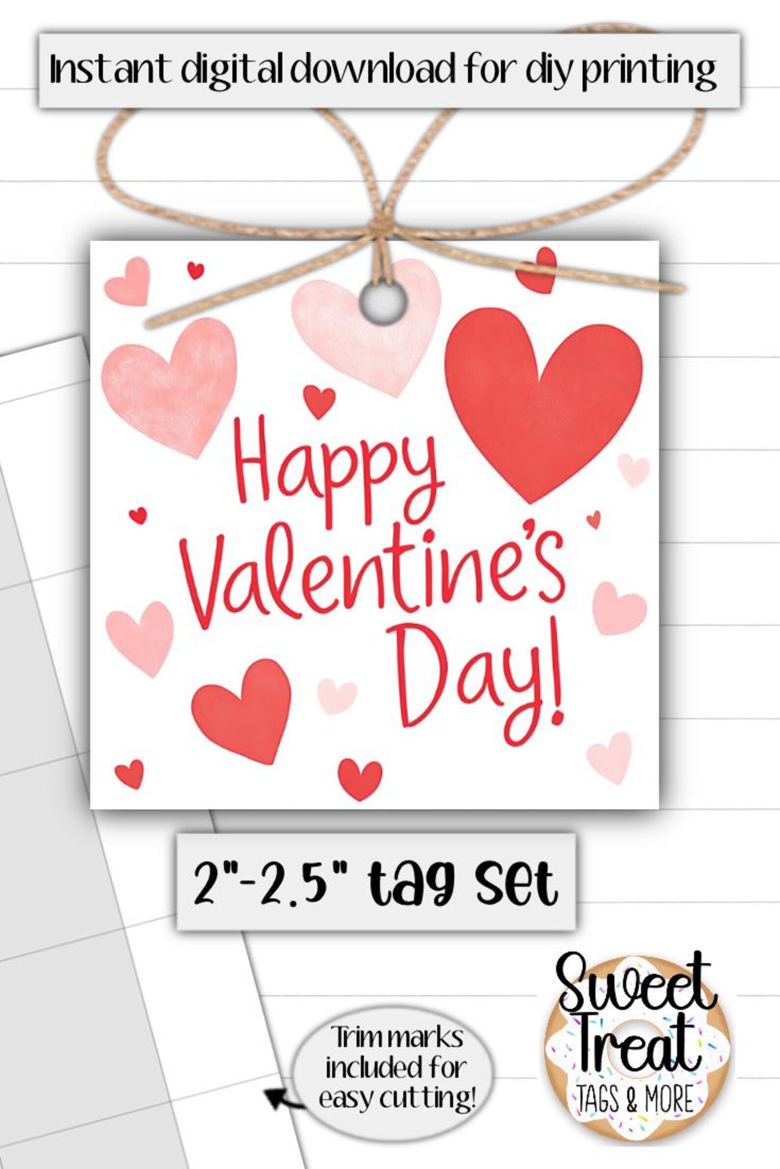 Printable Valentine's Day Cookie Tags - Valentine's Day Class Tag ...