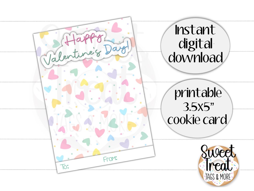 Printable Valentines Day Cookie Card - Happy Valentine's Day! - 3.5x5 ...
