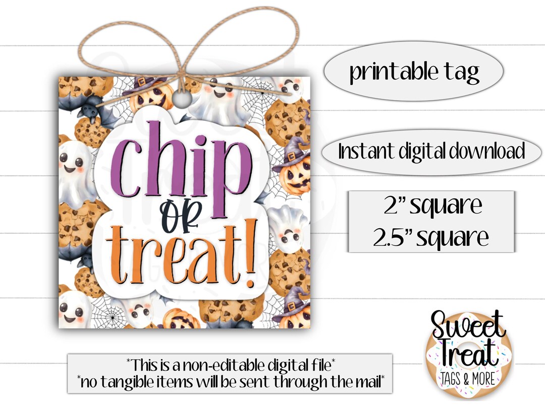 Printable Halloween Tag - Halloween Cookie Tag - Chip or Treat Gift Tag ...