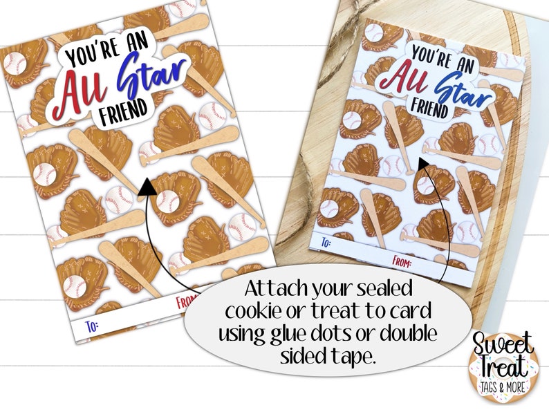 Printable Valentines Day Cookie Card - All Star Friend - 3.5x5 ...