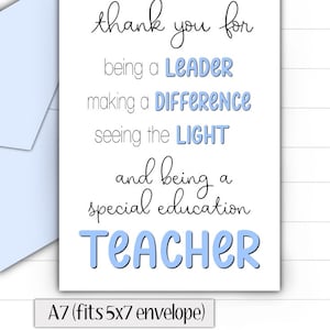 Printable Teacher Appreciation Greeting Card - 5x7"- Thank You for ...