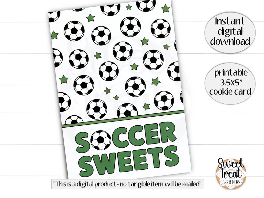 Printable Soccer Cookie Card - Soccer Sweets Cookie Card - Soccer ...