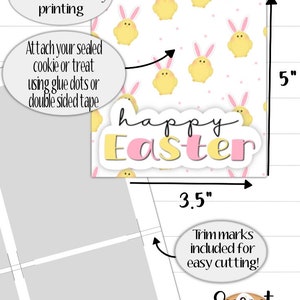 Printable Easter Cookie Card - Happy Easter - 3.5x5" Chick With Bunny ...