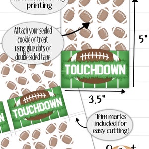 Printable Football Cookie Card - Touchdown - Football Treat Packaging ...