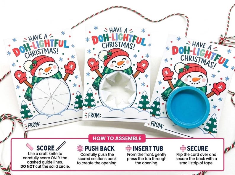 Christmas Play Dough Holder Cards, 1 Oz Tub, Printable Class Gifts ...