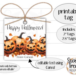 Editable Halloween Tag -halloween Favor Tags - Halloween Tag ...