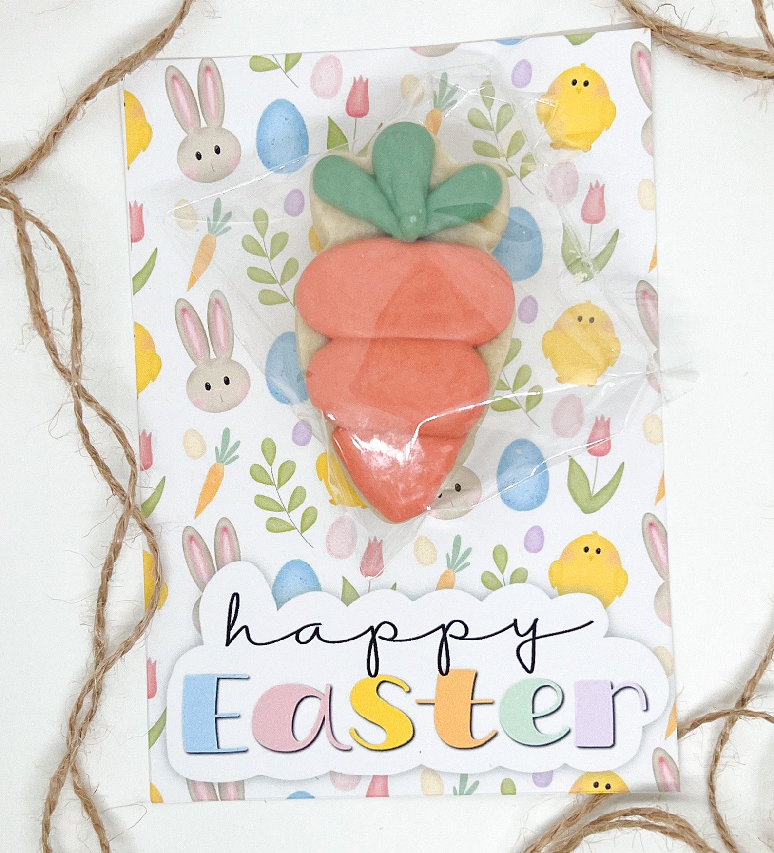 Printable Easter Cookie Card - Happy Easter - 3.5x5" Bunny, Egg, Carrot ...