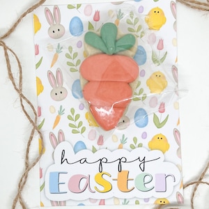 Printable Easter Cookie Card - Happy Easter - 3.5x5" Bunny, Egg, Carrot ...