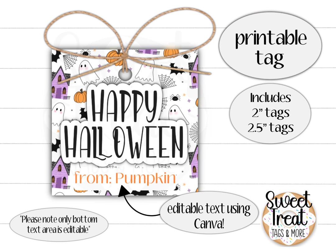 Editable Halloween Tag halloween Gift Tags Happy Halloween Tag ...