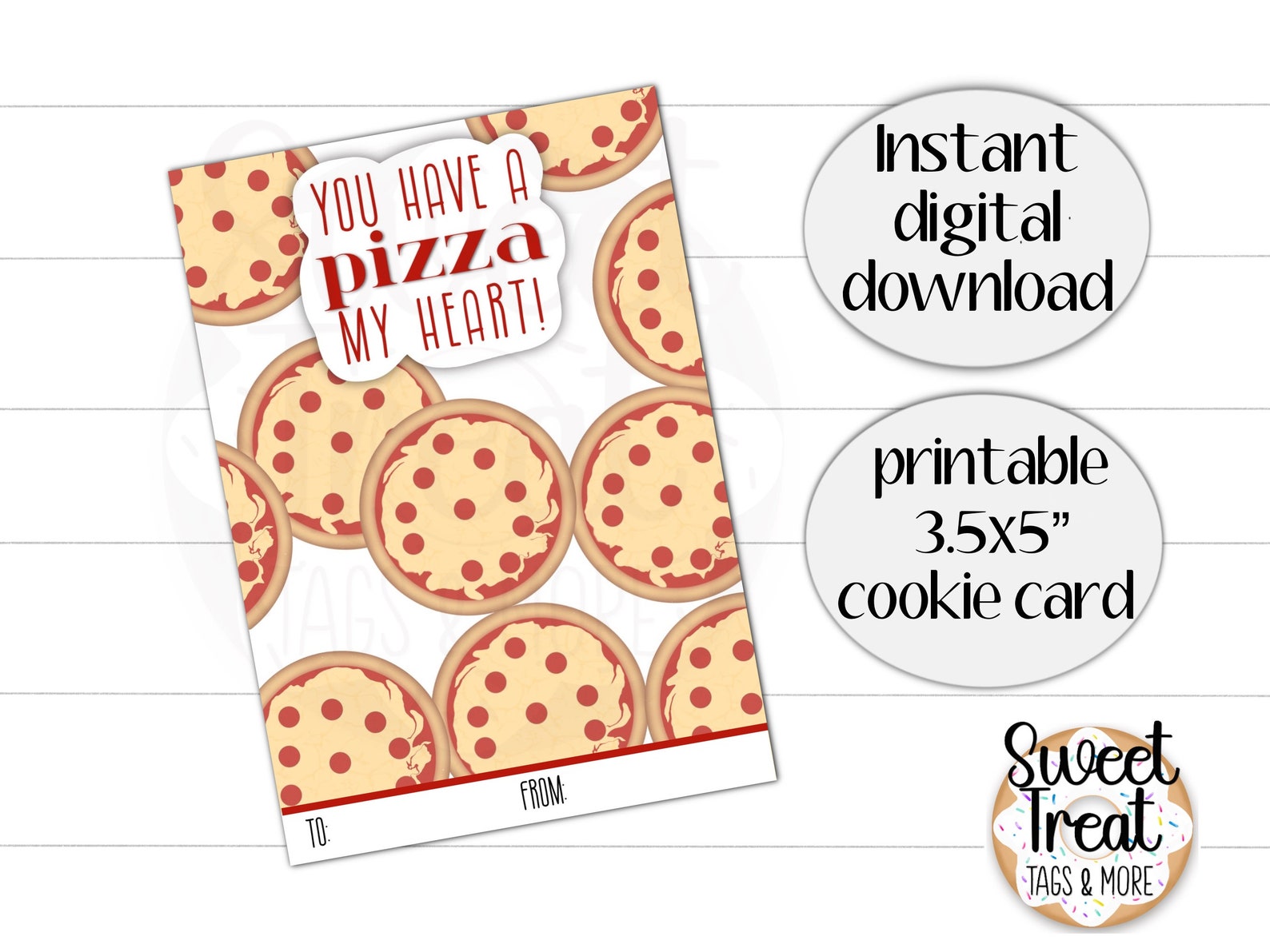 Printable Valentines Day Cookie Card You Have a Pizza My - Etsy
