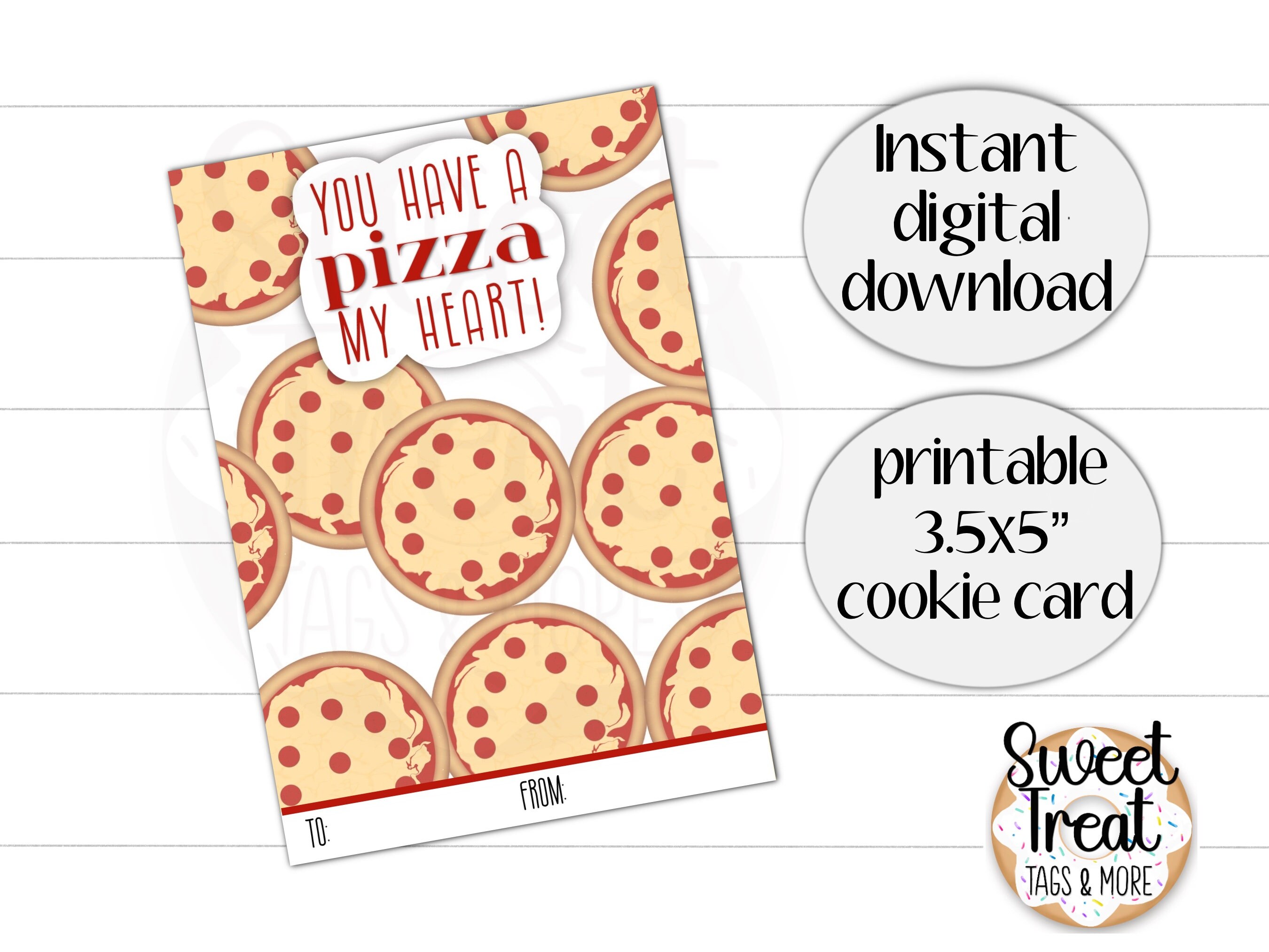 Printable Valentines Day Cookie Card You Have a Pizza My - Etsy