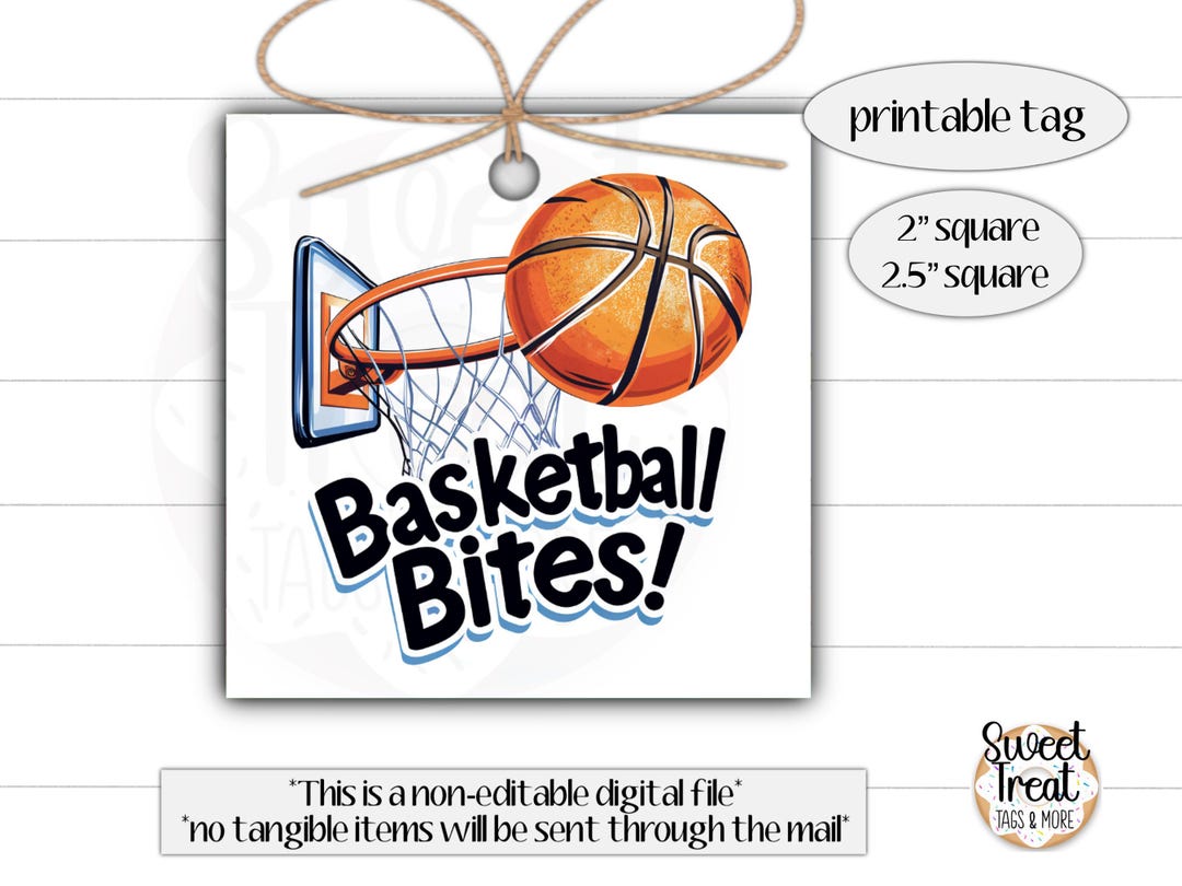 Printable Basketball Tag - Basketball Cookie Tag - Basketball Party ...