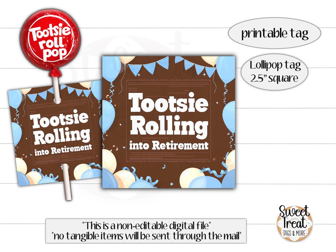 Printable Lollipop Tag -retirement Lollipop Tag - Retirement Favors ...