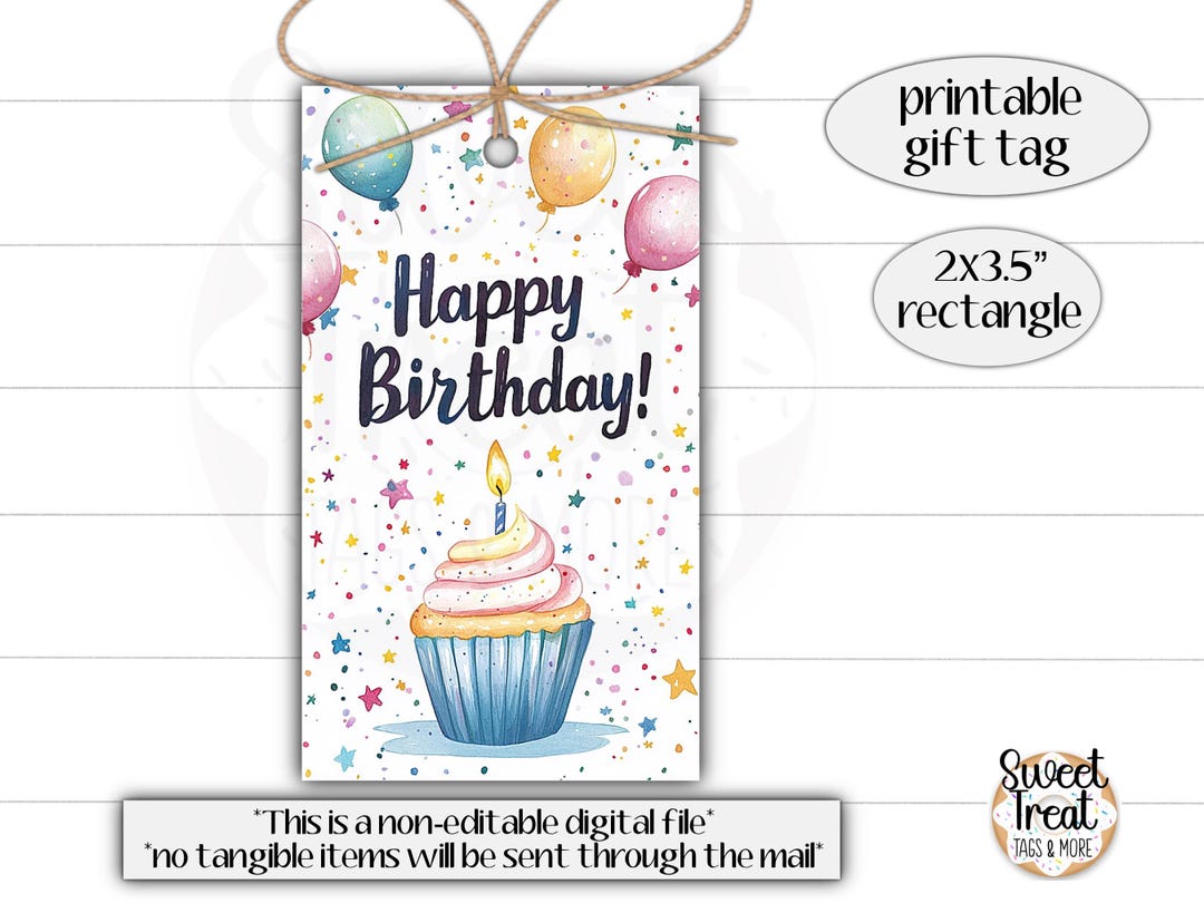 Printable Birthday Gift Tags - Birthday Gift Tag - Kids Birthday Tag ...