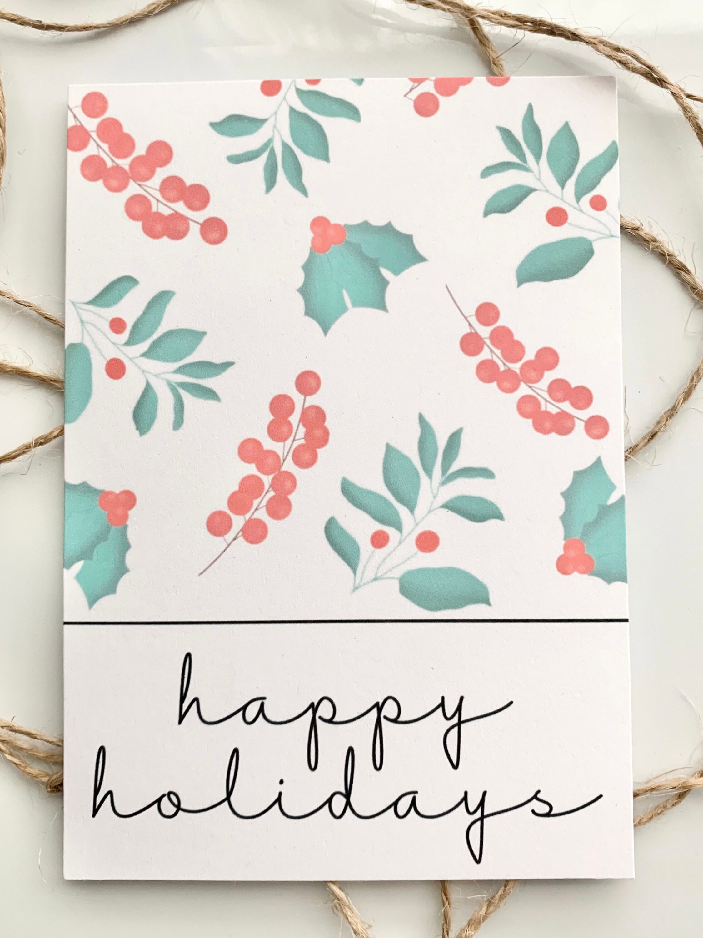 Printable Christmas Cookie Card - Happy Holidays - Winter Greenery - 3 ...