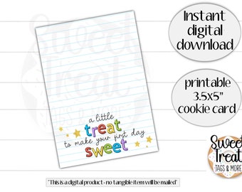 Welcome Back to School PRINTABLE 3.5x5 COOKIE CARDS, Digital Download ...