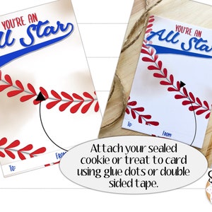 Printable Valentines Day Cookie Card You're an All Star 3.5x5 Baseball ...
