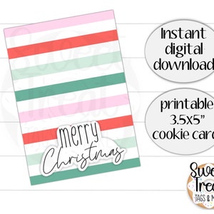 Printable Christmas Cookie Card - Merry Christmas - Stripes - 3.5x5 ...
