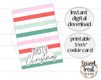 Printable Cookie Card Merry Christmas 3.5x5 - Etsy