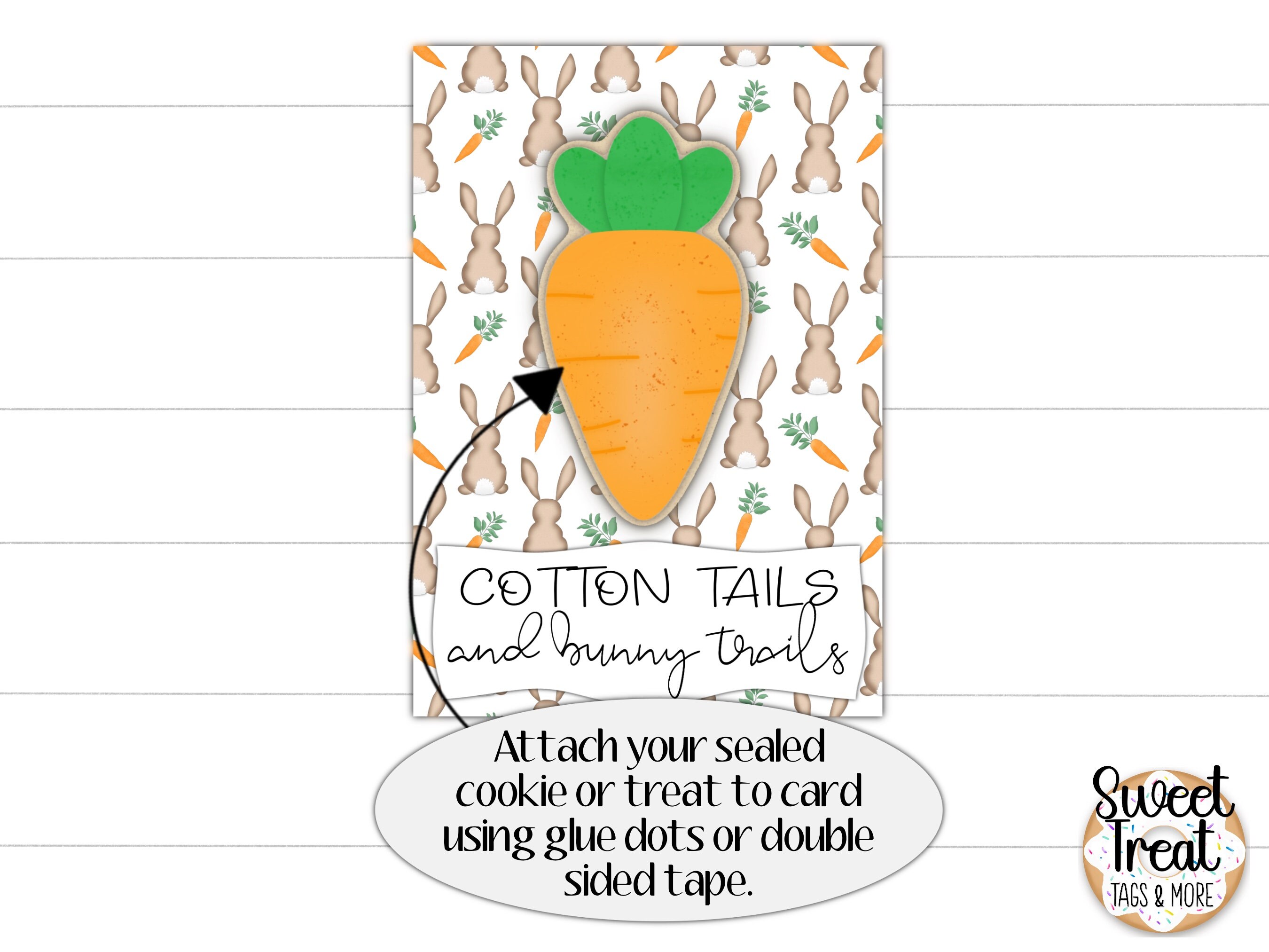 Printable Easter Cookie Card Happy Easter 3.5x5 Cotton Tails and Bunny ...