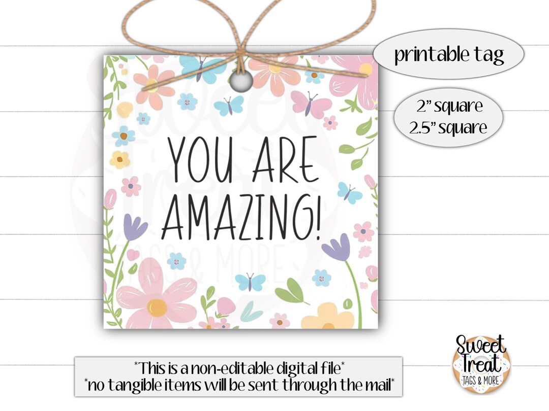 Printable Gift Tag - Spring Floral Treat Tag - Teacher Appreciation ...