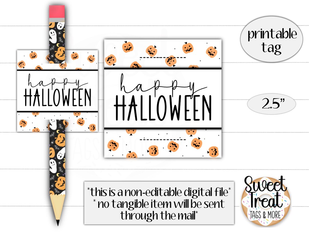 Printable Halloween Pencil Tag Halloween Pencil Tag Halloween No Candy ...