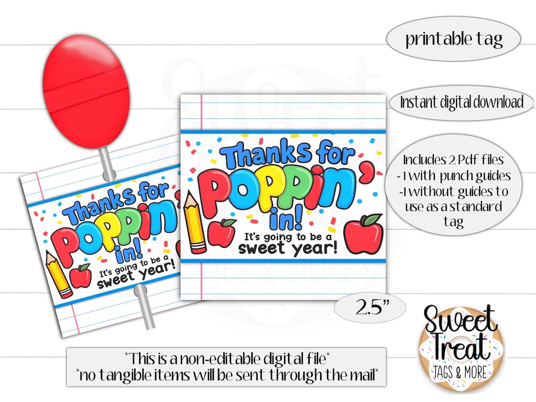Back to School Lollipop Tag - Meet the Teacher Lollipop Tag - Printable ...