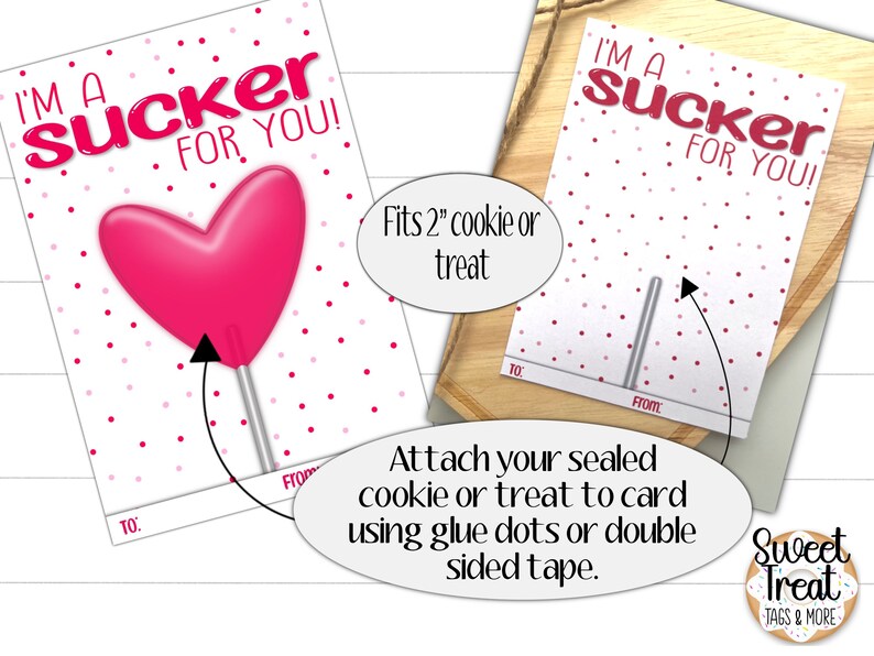 Printable Valentines Day Cookie Card Happy Valentine's Day 3.5x5 I'm a ...