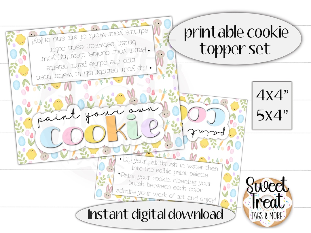 Printable Easter Cookie Topper Set - Paint You Own Easter Cookie Topper ...