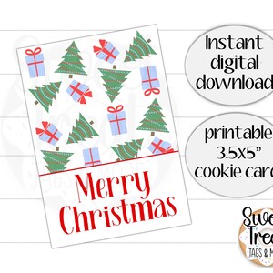 Printable Christmas Cookie Card Merry Christmas Blue Gift Boxes and ...